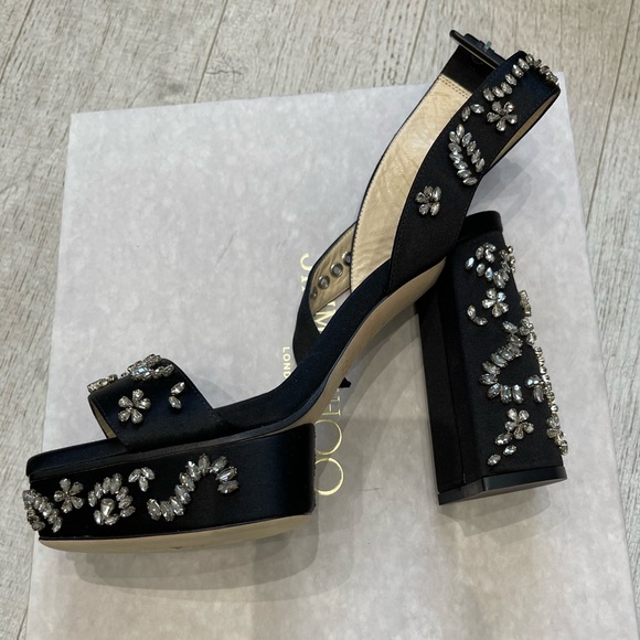 Jimmy Choo | Shoes | Jimmy Choo Satin Crystal Platforms | Poshmark